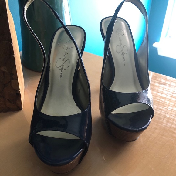 Jessica Simpson | Shoes | Jessica Simpson Sling Back Navy Blue Shoes ...